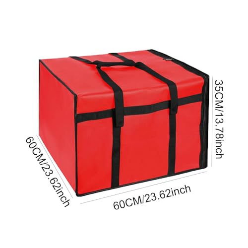 WeiLaiKeQi Thermal Pizza Delivery Carrier Bag for Food Service with Dual Zippers, 60cmx60cmx35cm