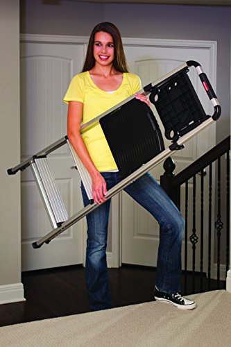 Rubbermaid RM-SLA3-T 3-Step Lightweight Aluminum Folding Step Ladder with Project Tray, 225 lb Capacity, Gray