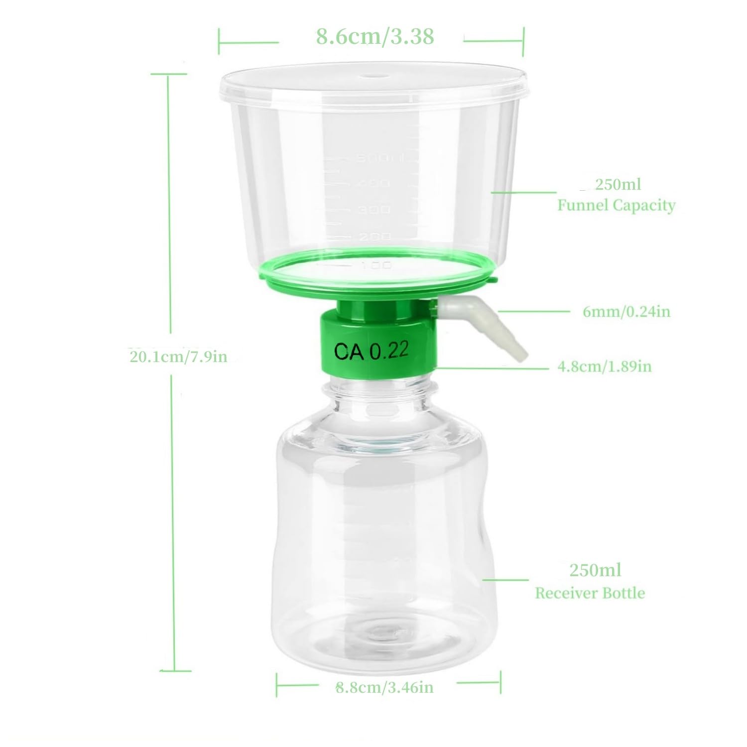 QOAEZK 250ML Sterile Vacuum Filter Units with 0.22um PES Membrane, Individually Wrapped