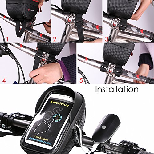 HelloCreate Bike Storage Bag, Waterproof Bike Bicycle Handlebar Cycling Riding Phone Case Pouch Bag Touchscreen