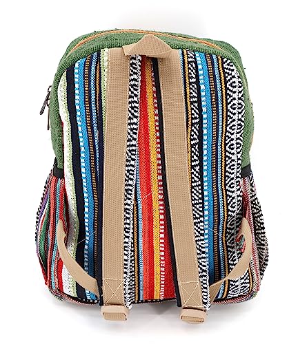 Unique design Tree of Life print Himalaya Hemp Hippie Backpack Festival Backpack FAIR TRADE Handmade with Love. (GREEN)
