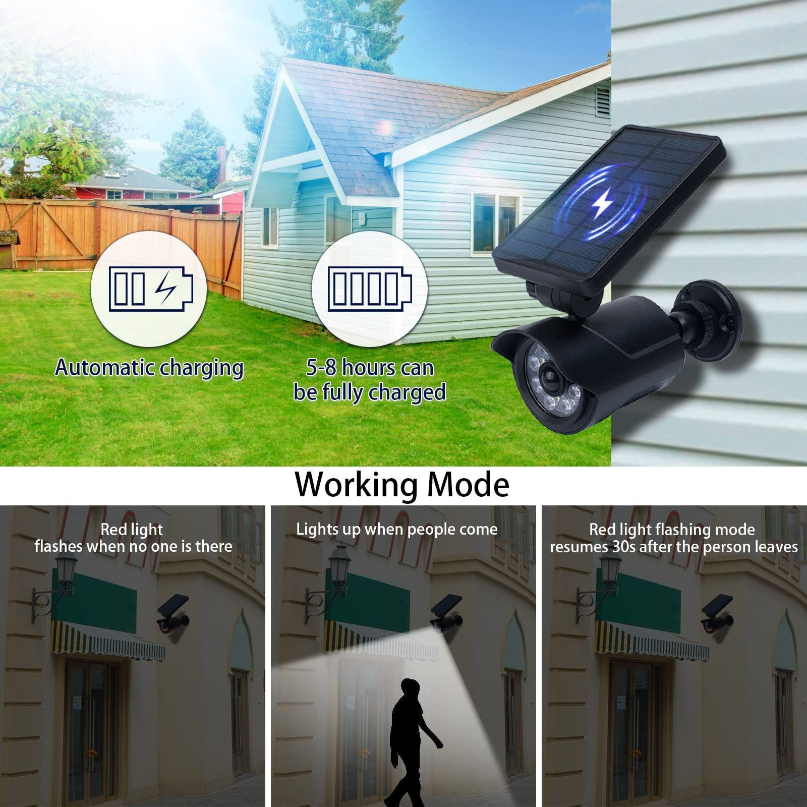 OUTOFDARK Solar Motion Sensor Lights, 8 LED Security Lights,500 Lumen Solar Flood Lights for Garage Yard Driveway Pathway