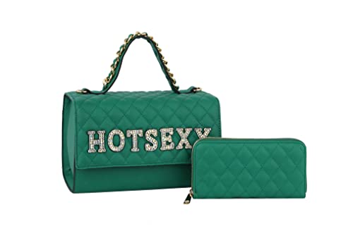 Monogrammed HOT SEXY 2-in-1 Boxy Satchel PMHGS-0115W (Green)