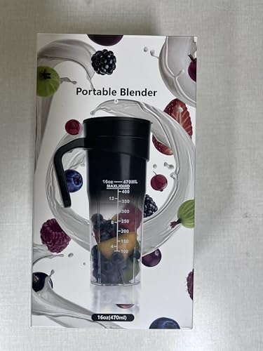 Vaeqozva Portable Blender-Personal Blender USB Rechargeable for Shakes and Smoothies Mini Blender Smoothie Maker on the Go Blender Cup with 6 Blades 16Oz Small Fruit Blender Home Travel Sports Gym