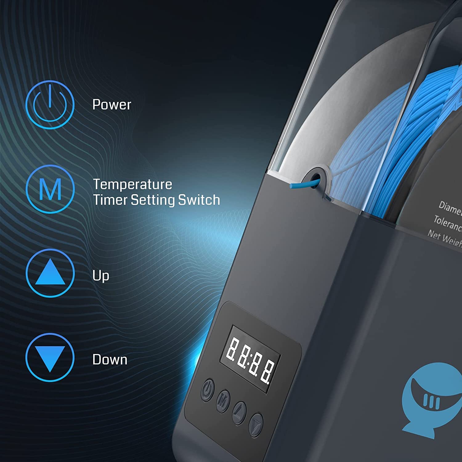 SainSmart Upgraded Filament Dryer 3D Printer Filament Storage Dry Box Filament Dehydrator Container, with Upgraded Silent Fan, Advanced Heating Mechanism, Up to 24hrs Timer