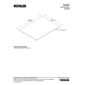 KOHLER 543949 Poise Cutting Board , Brown Medium