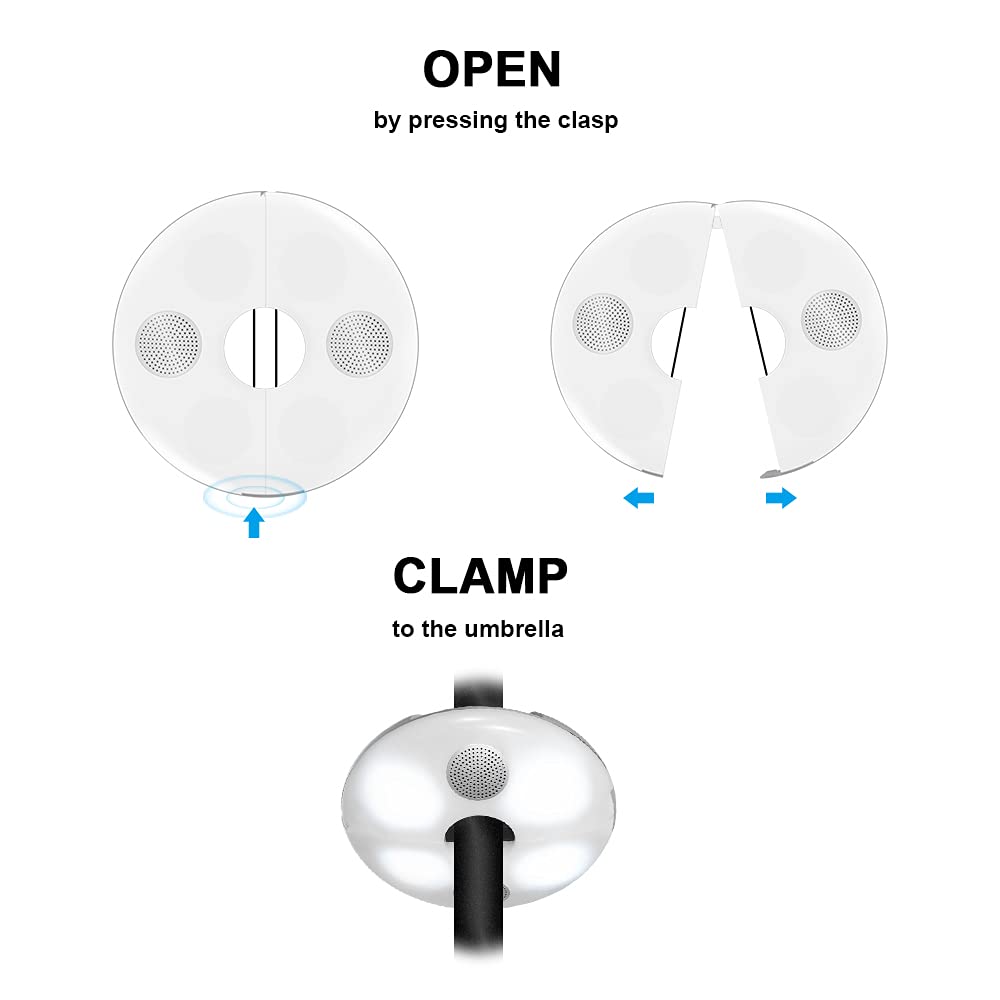 Patio Umbrella Light with Bluetooth Speaker,LED Outdoor Waterproof RGB Color Changing Parasol Light,Rechargeable USB Portable Tent Lamp for Camping Garden Patio Restaurant