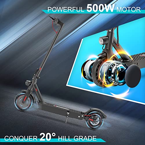iScooter MAX Electric Scooter - 500W Motor, 22 Miles Range, Up to 21 MPH Top Speed, 10" Solid Tires, Dual Suspensions, UL Certified Folding Electric Scooter for Adults