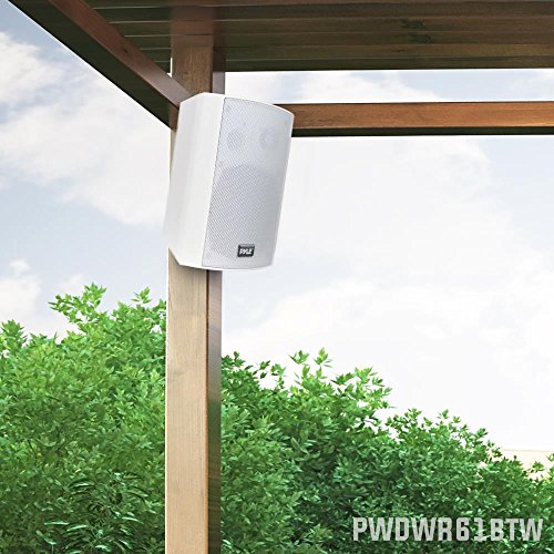 Pyle Outdoor Wall-Mount Patio Stereo Speaker-Waterproof Bluetooth Wireless&No Amplifier Needed-Portable Electric Theater Sound Surround System for Home Party Cabinet Enclosure- Pyle PDWR61BTWT White