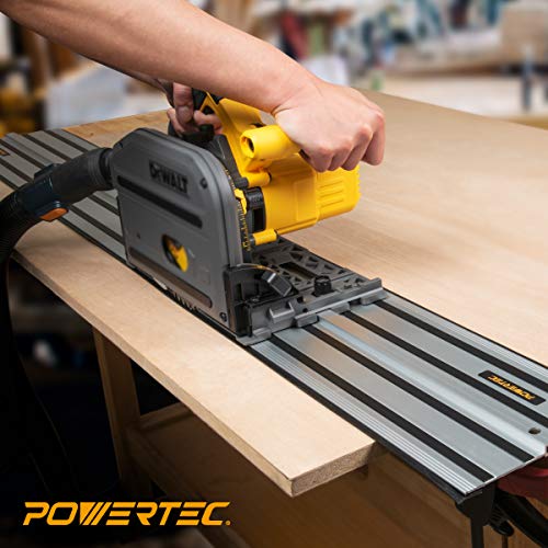 POWERTEC 71505 110β Guide Rail Joining Set for DeWalt Track Saws | Includes 2x55" Aluminum Extruded Guided Rails and (1) Guide Rail Connector for Woodworking Projects
