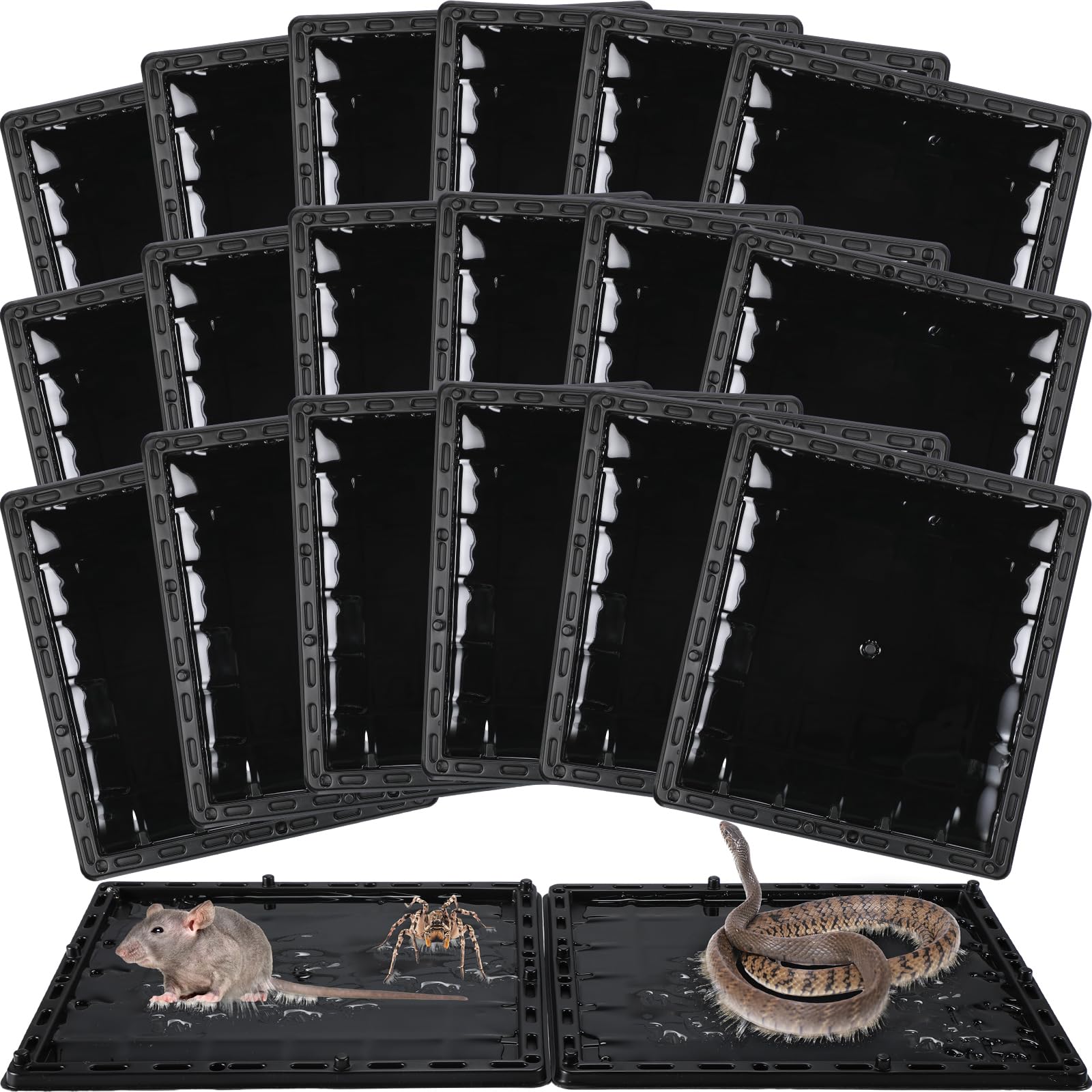 Qualirey 18 Pcs Jumbo Rat Mouse Glue Traps 10" x 10.8" Large Glue Mouse Traps Peanut Taste Pheromone Mouse Traps Snake Mouse Sticky Trap for House Warehouse Indoor Outdoor, Child Pet Friendly