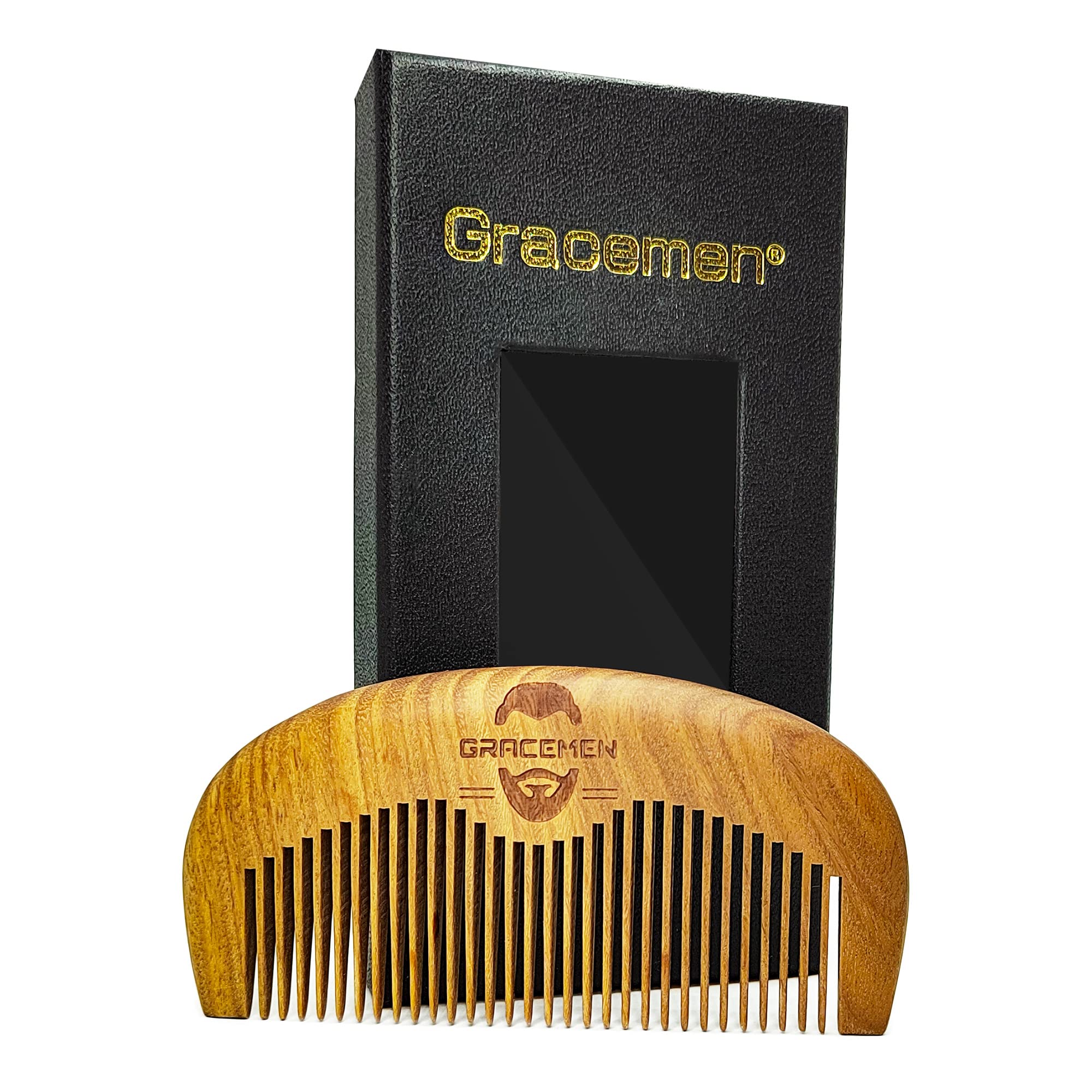 Sandalwood Beard Comb for Men, Pocket Size Detangler for Beards and Mustache