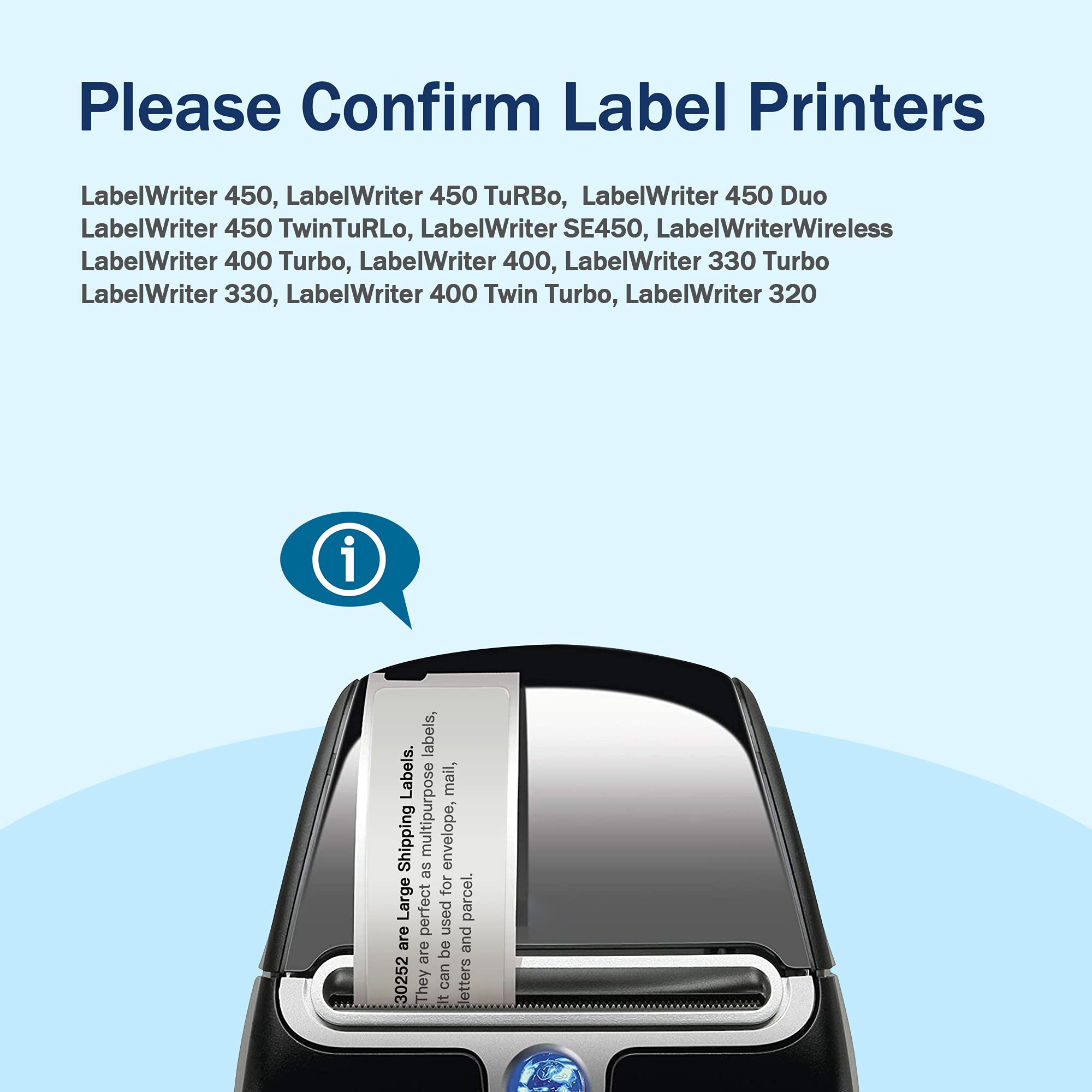 ISTAR Compatible Shipping Label for DYMO 30252(1-1/8" x 3-1/2") to use with LabelWriter 450, 4XL, 450 Twin Turbo Printers(10 Rolls, 350 Labels Per Roll), Strong Permanent Adhesive
