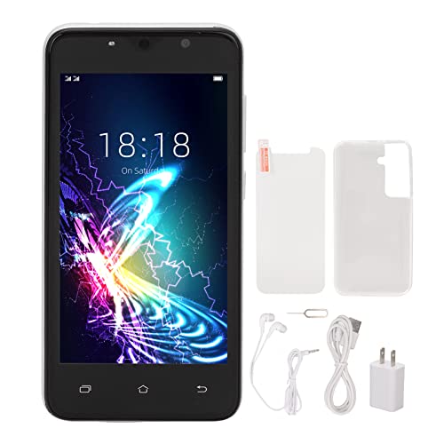 Unlocked Cell Phone, 4.5in White Mobile Phone for Smart Phone 4GB RAM 32GB ROM Dual SIM Phone, MTK6889 Deca Core, 5MP 13MP Camera, 4950mAh Battery