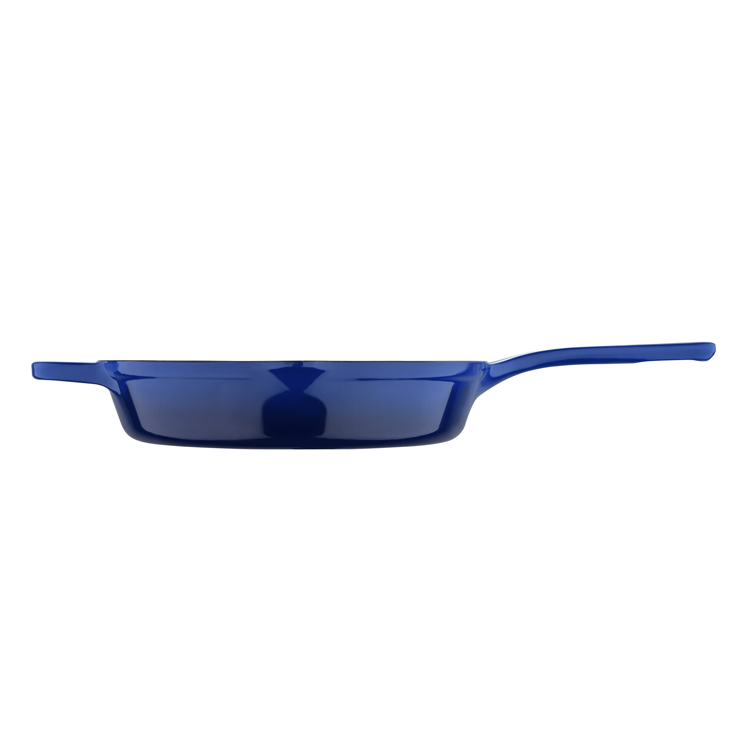 MasterPRO - Legacy Enameled Cast Iron Collection - 10” Fry Pan with Helper Handle - Gorgeous Oven to Table Presentation with Ombre Design on the Cookware - Blue