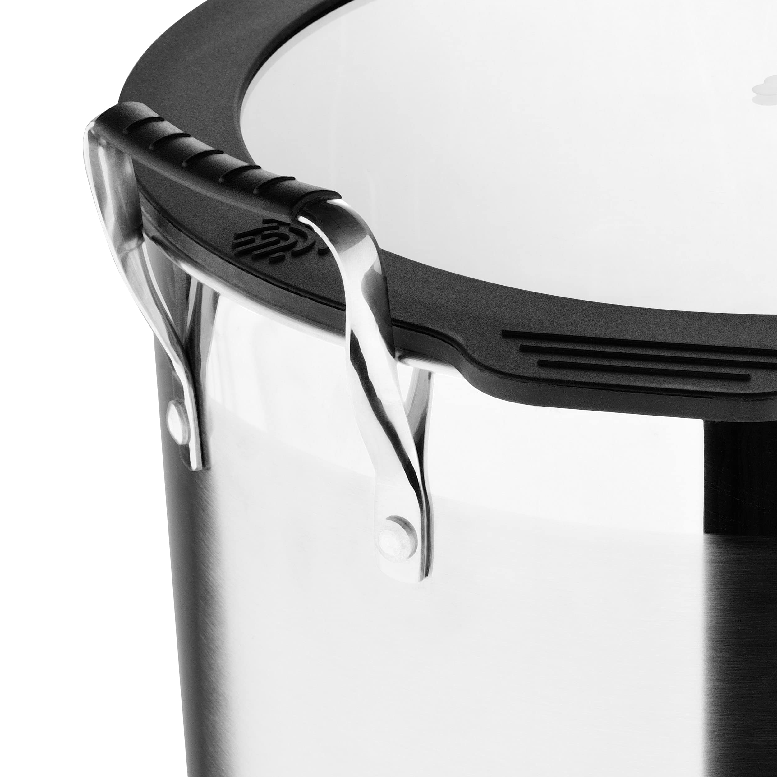MasterPRO - Smart - Nesting Stainless Steel Collection - 3 Piece Stock Pot Set – 13.2 Quart, 7.3 Quart, 3.6 Quart - Safe for All Stove Types - Fast Heating - Tempered Glass Flat Lid