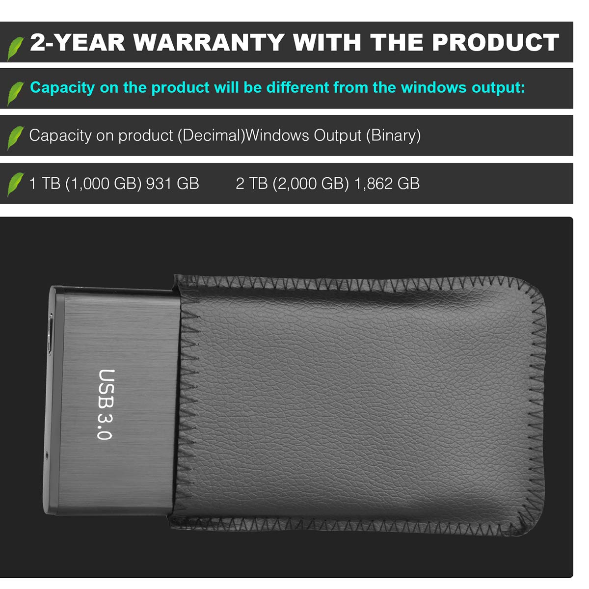 PDTXCLS Aeiniwer OTCPP External Hard Drive HDD USB3.0 2TB External Hard Drive for PC, Mac, Desktop, Laptop, MacBook, Chromebook, Xbox One, Xbox 360 (2TB, Red)