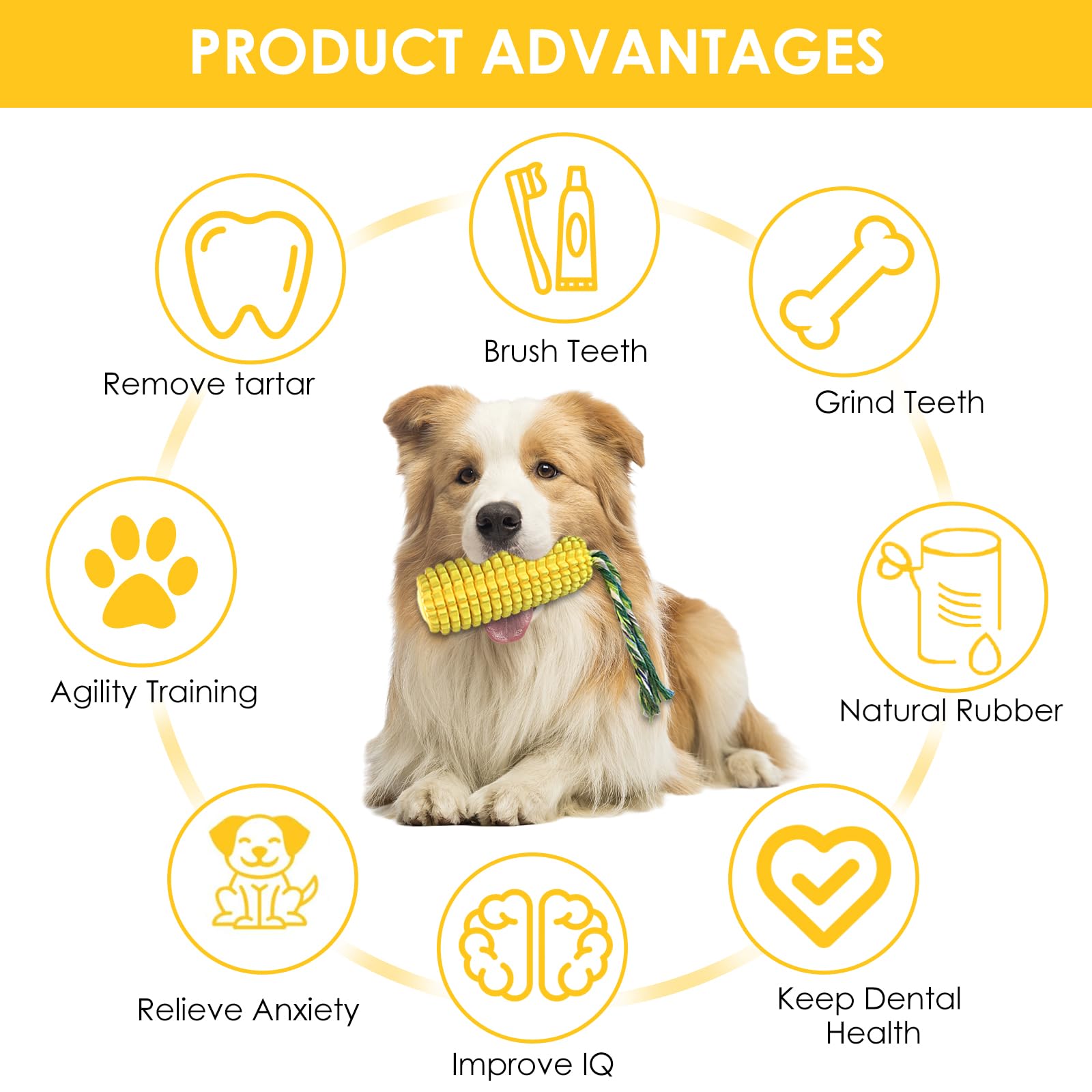 YCPPOG Dog chew Toy,Interactive Toy.Corn Shaped Toys can be Used to Clean Teeth,and There are Two Kind Models:Squeaky and no Squeaky.Suitable for Small and Medium Sized Dogs (Squeaky)