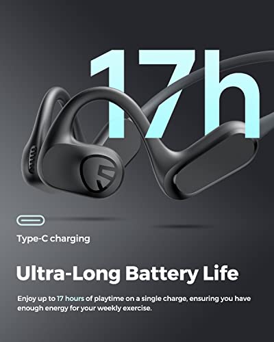 SoundPEATS Air Conduction Headphones, RunFree Lite Open-Ear Sports Bluetooth V5.3 Headphones with Bass Boost and 17 Hours, Sweatproof Ultralight Headset for Running, Workouts, USB-C