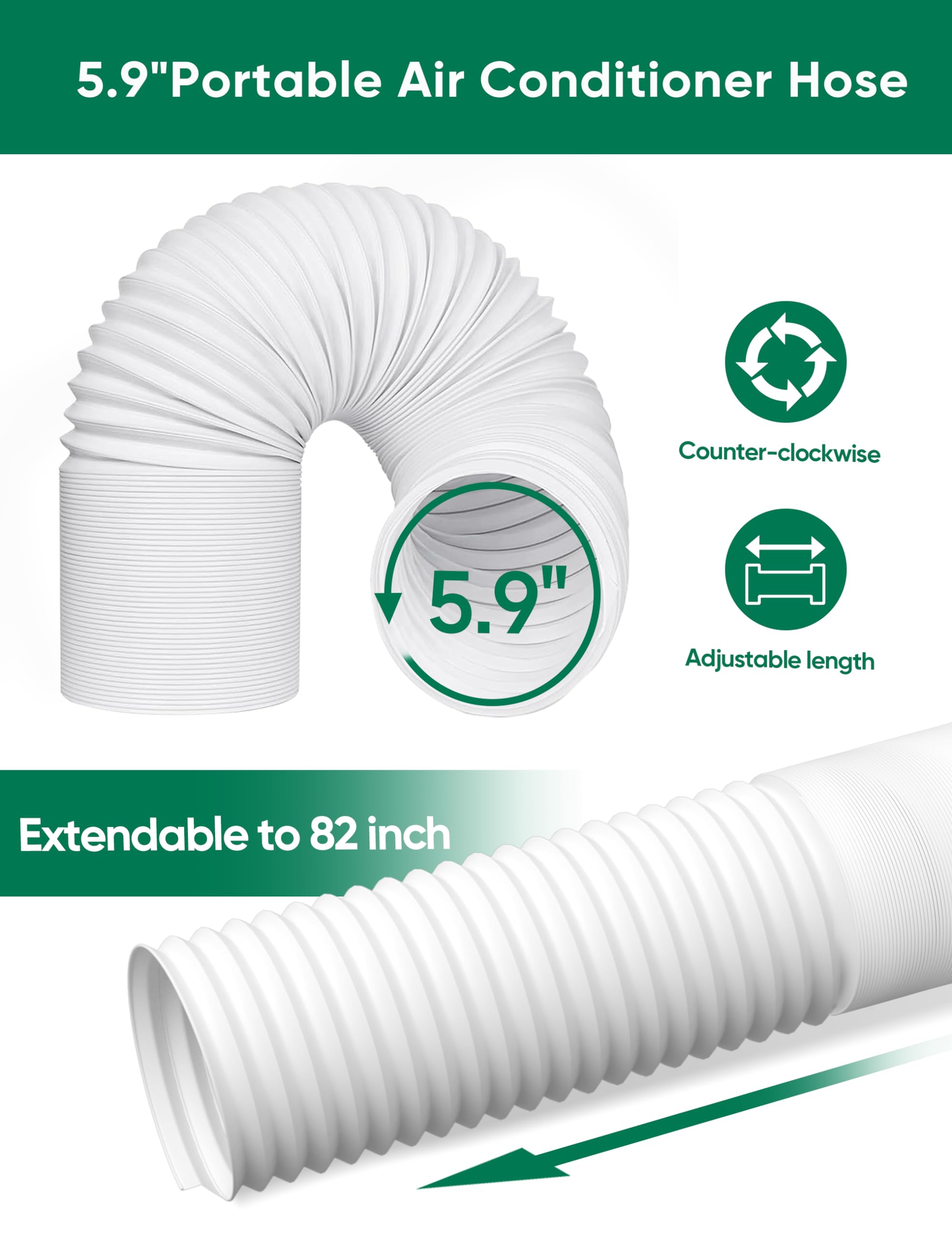 Plusluck Portable Air Conditioner Window Vent Kit, 10Pcs with 4 Slide Seal Plates & 5.9 Exhaust Hose, Adjustable Portable AC Window Kit for Ducting Universal for Sliding Horizontal & Vertical Windows