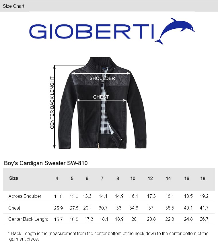 Gioberti Boy's Knitted Full Zip Cardigan Sweater with Soft Brushed Flannel Lining, Melange Coffee, Size 5