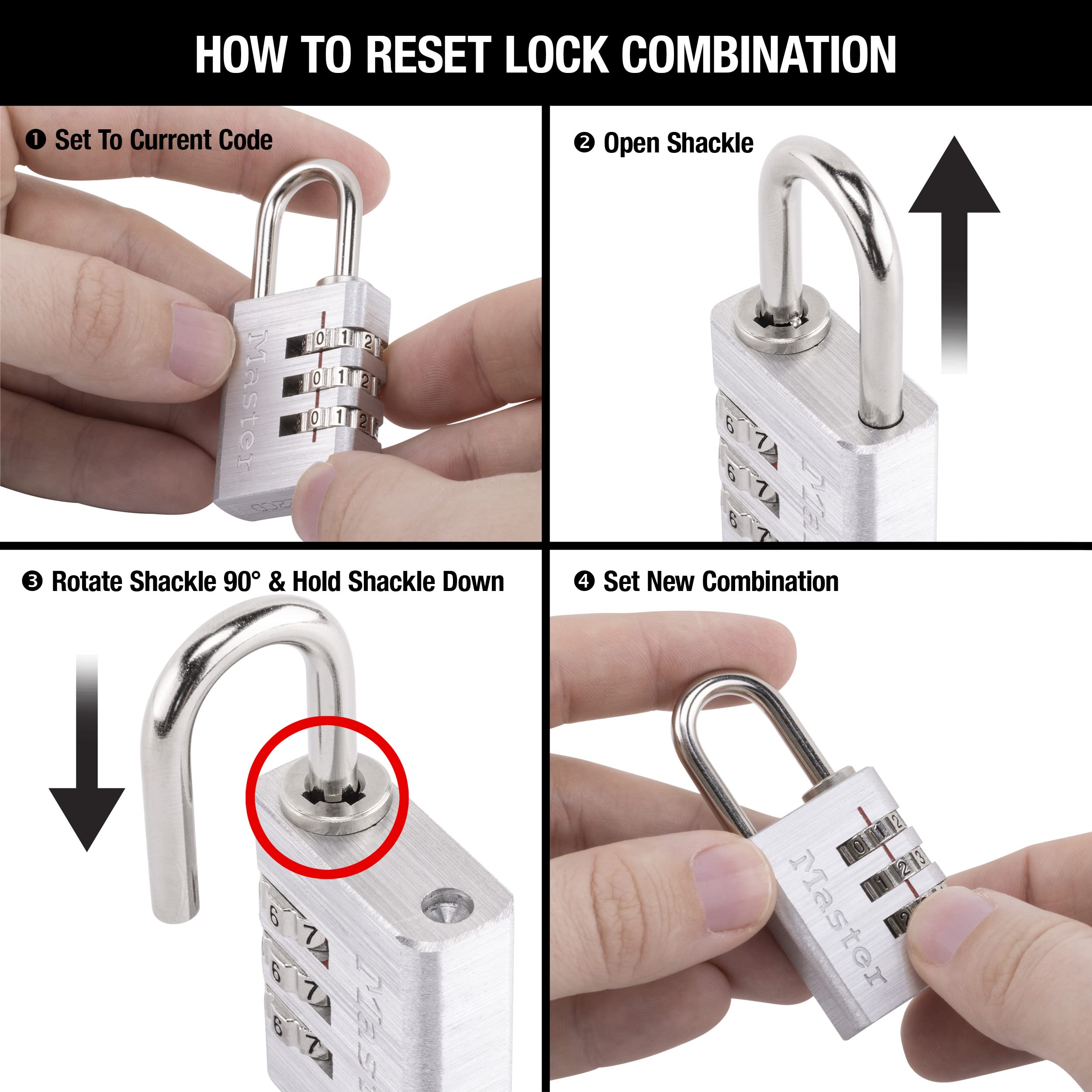 Master Lock 630D Set Your Own Combination Lock, Aluminum, 1-3/16 in. Wide