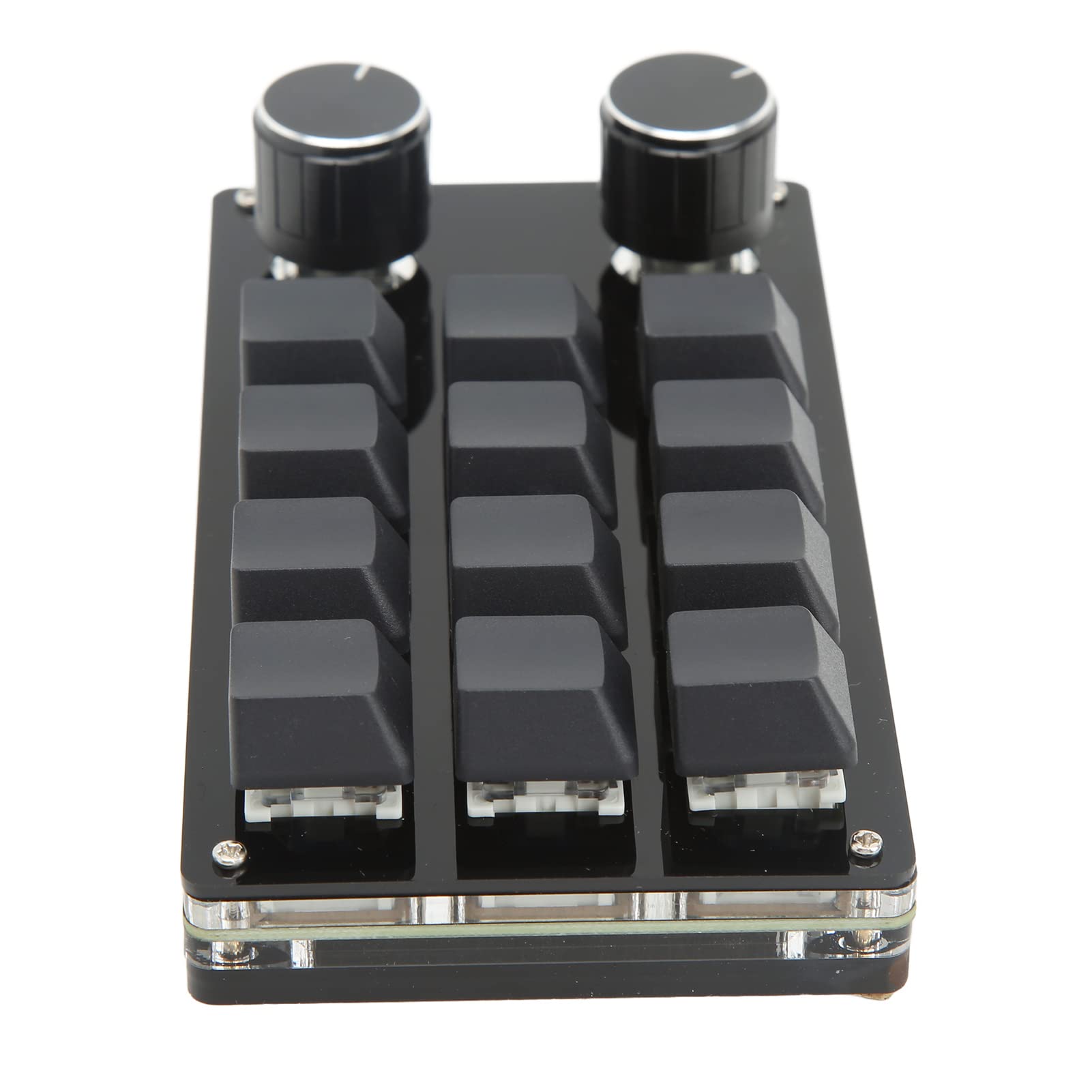 Programmable Macro Keyboard, Black DIY Mini Keyboard 2 Knobs for Gaming