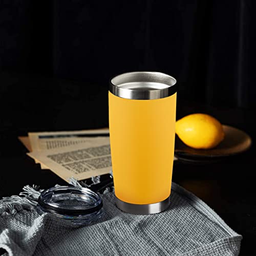 TDYDDYU 12 pack 20 OZ Double Wall Stainless Steel Vacuum Insulated Tumbler Coffee Travel Mug With Lid, Durable Powder Coated Insulated Coffee Cup for Cold & Hot Drinks (Orange, 12 pack)