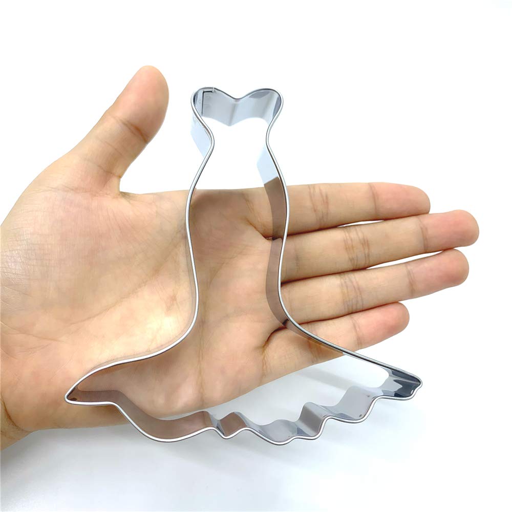 LILIAO Wedding Dress Cookie Cutter for Wedding/Engagement - 4 x 4.3 inches - Stainless Steel