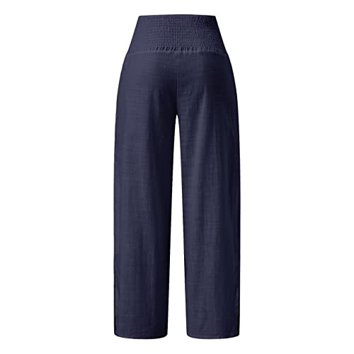 SHAOBGE Women's Casual Wide Leg Palazzo Pants High Waisted Smocked Lounge Trousers with Pockets