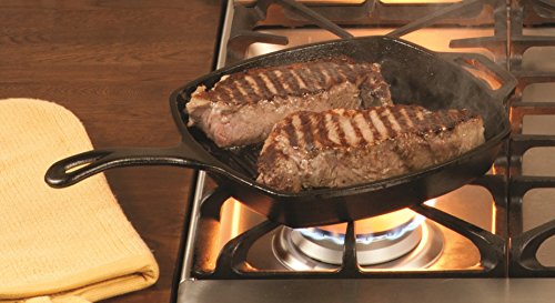 Lodge 15 Inch Cast Iron Skillet and 10.5-inch Square Grill Pan Bundle
