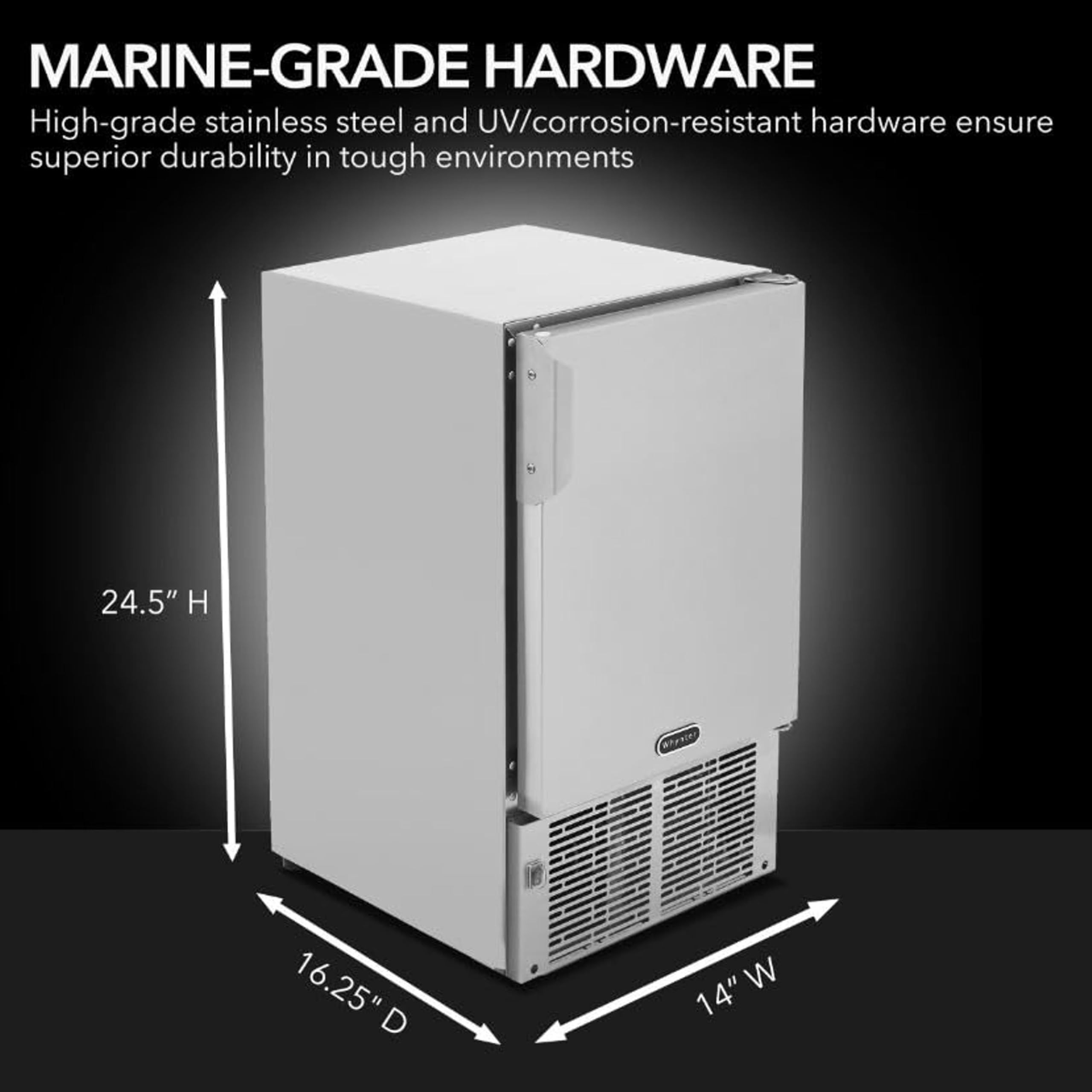 Whynter MIM-14231SS 14'' Undercounter Automatic Stainless Steel Marine 23lb Daily Output Ice Makers, One Size