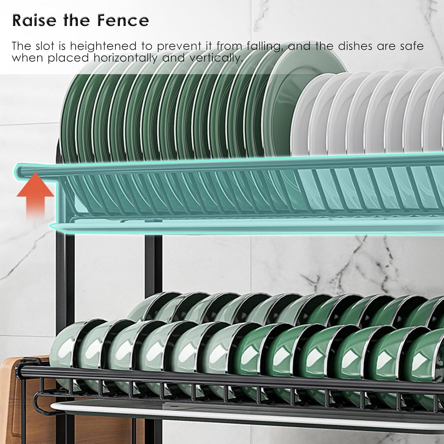 Stainless steel kitchen utensil drain rack - rust proof, kitchen countertop three-layer utensil rack with drainage layer, cutting board rack, dishwashing rack, large capacity kitchen storage rack