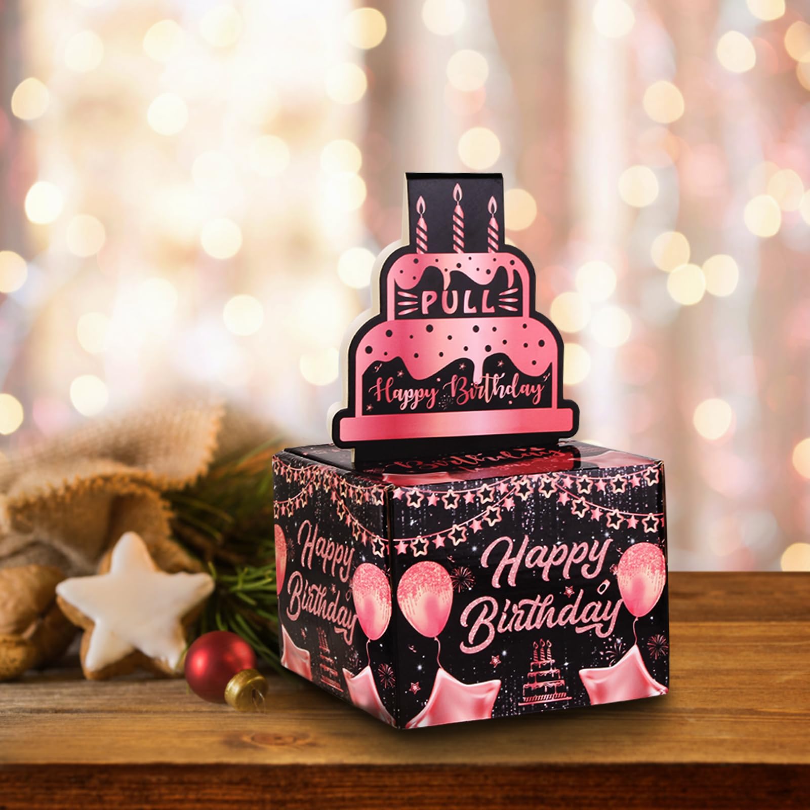Rose gold Money box birthday gift box cash gift pull DIY set surprise birthday gift box money tree small gift boxes money bag money gun money cake pull out kit (golden)