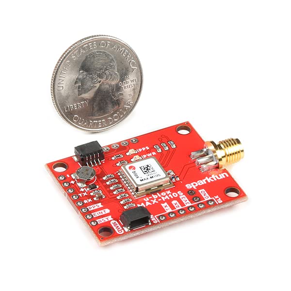 SparkFun GNSS Receiver Breakout - MAX-M10S Module 3.3V VCC and I/O Software Configurable Board Dimensions: 1.74"in x 1.20"in