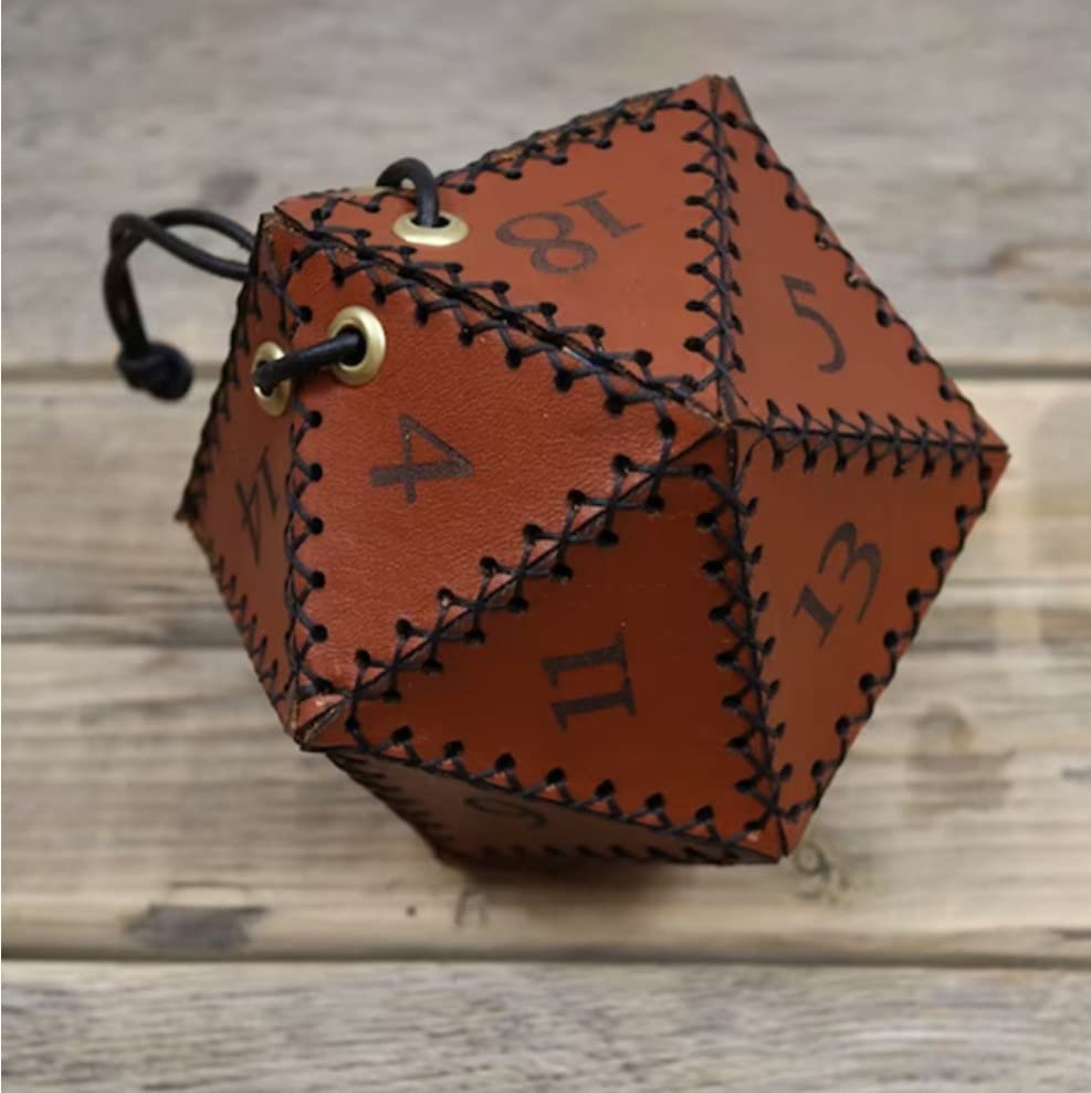 Newest Leather Drawstring DND Dice Pouch Storage Bag,Polyhedral Dice Pouch Portable Drawstring Bag for RPG,Game,DND Dice Bag