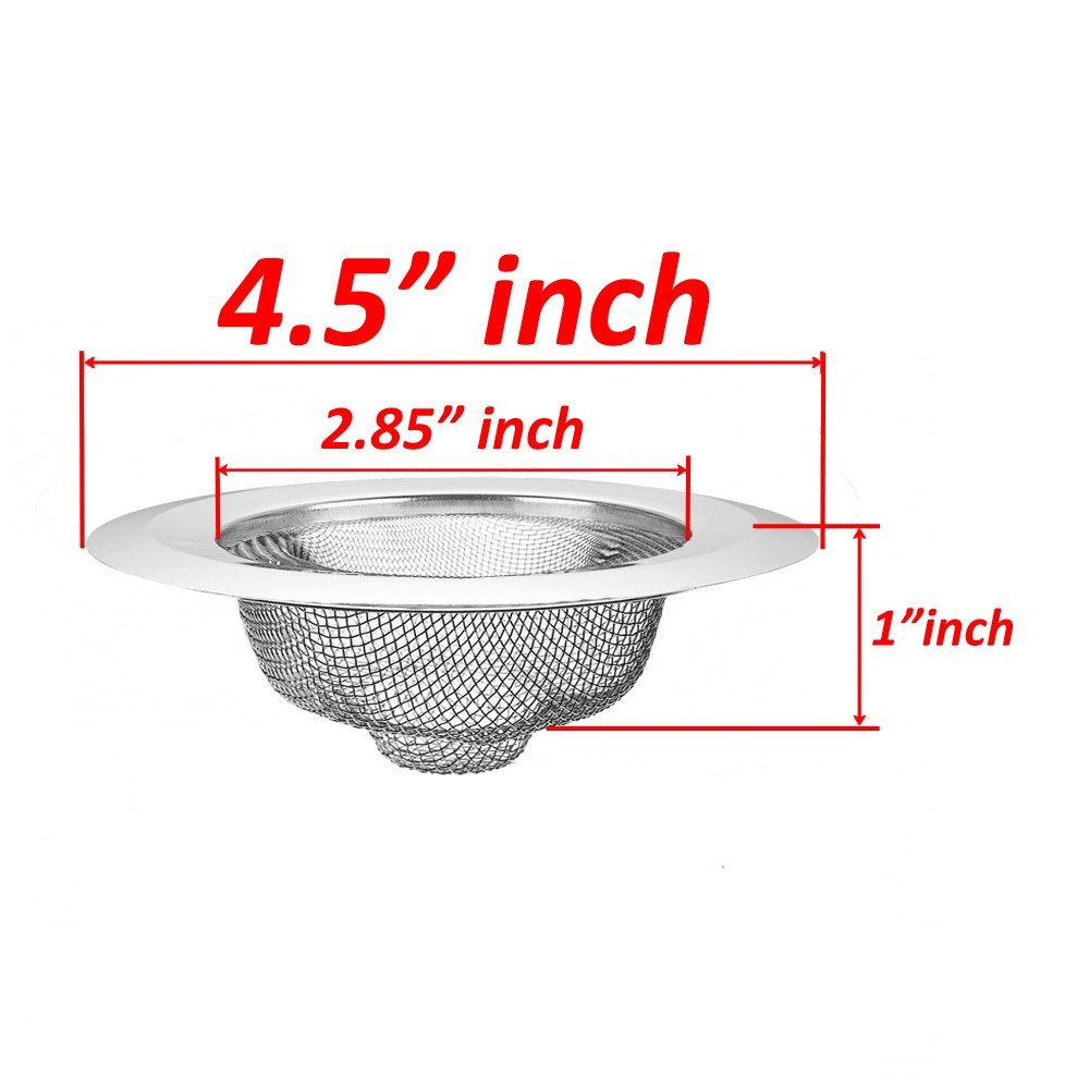 Wideskall 4.5" Stainless Steel Large Wide Rim Sink Strainer for Kitchen Drain Strainer (Pack of 2)