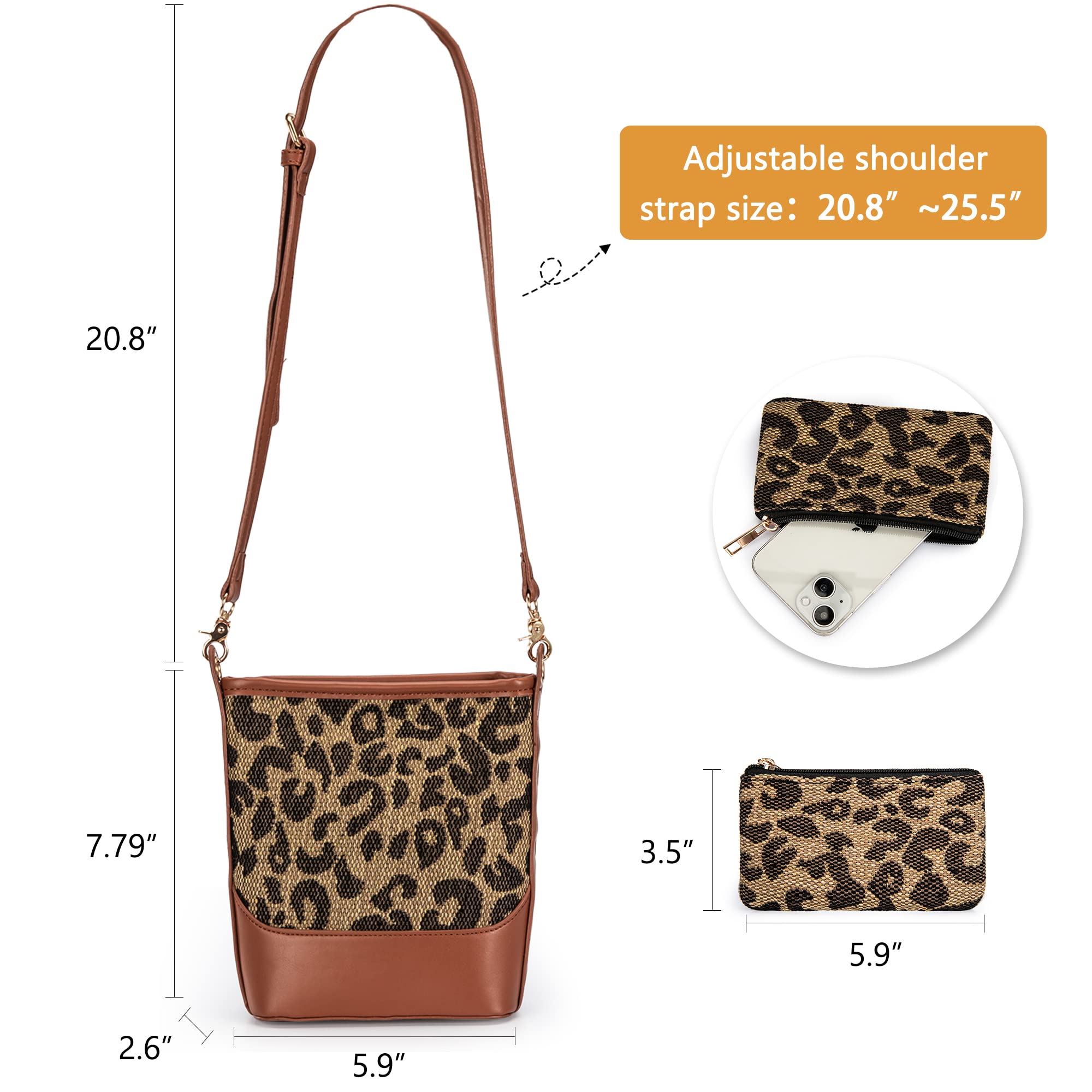 Montana West Crossbody Bag 2 pcs Purses Set Small Leopard Handbags with Wallet for Women MWC2-114LP