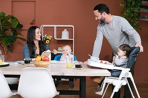 Inglesina Gusto Folding Convertible High Chair For Baby & Toddler Chair With Removable Tray, 4-position height adjustable, 3-position reclining seat, Adjustable Footrest, Graphite