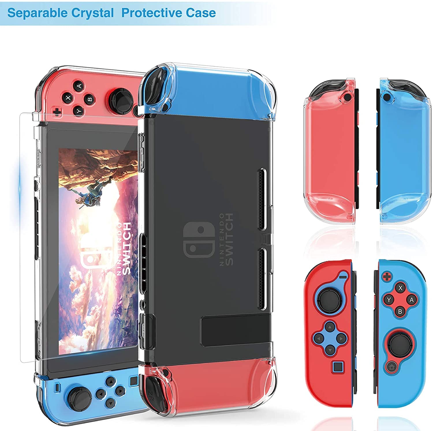 HEYSTOP Switch Accessories Bundle 25 in 1 Compatible with Nintendo Switch, Gift Kit for Switch Carrying Case, Dockable Protective Case, Screen Protector, Steering Wheel, PlayStand, Joycon Grip (Black)