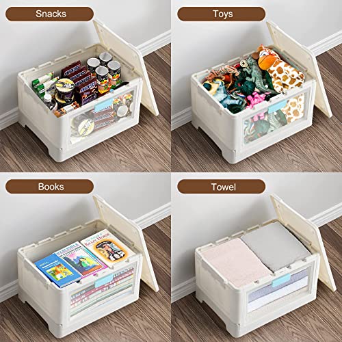 Storage Bins with Lids, Dual Open Large Storage Boxes Plastic 23Qt, Stackable Collapsible Closet Organizers and Storage, Foldable Storage Containers for Clothes,Toys,Food,Kitchen,Dorm,Bedroom Storage