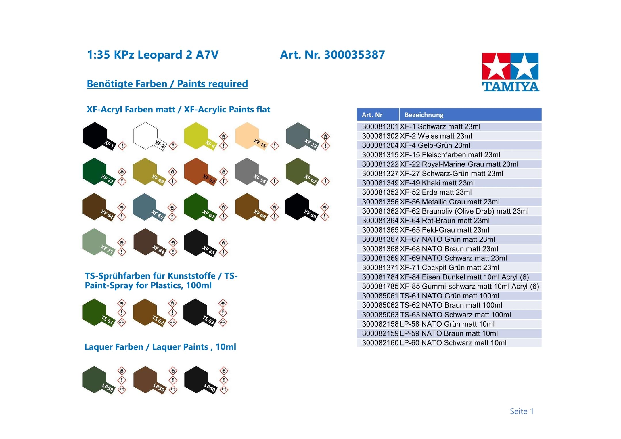 TAMIYA 35387 1:35 KPz Leopard 2 A7V - Model Building, Plastic Kit, Hobby, Crafts, Gluing, Model Kit, Model, Assemble