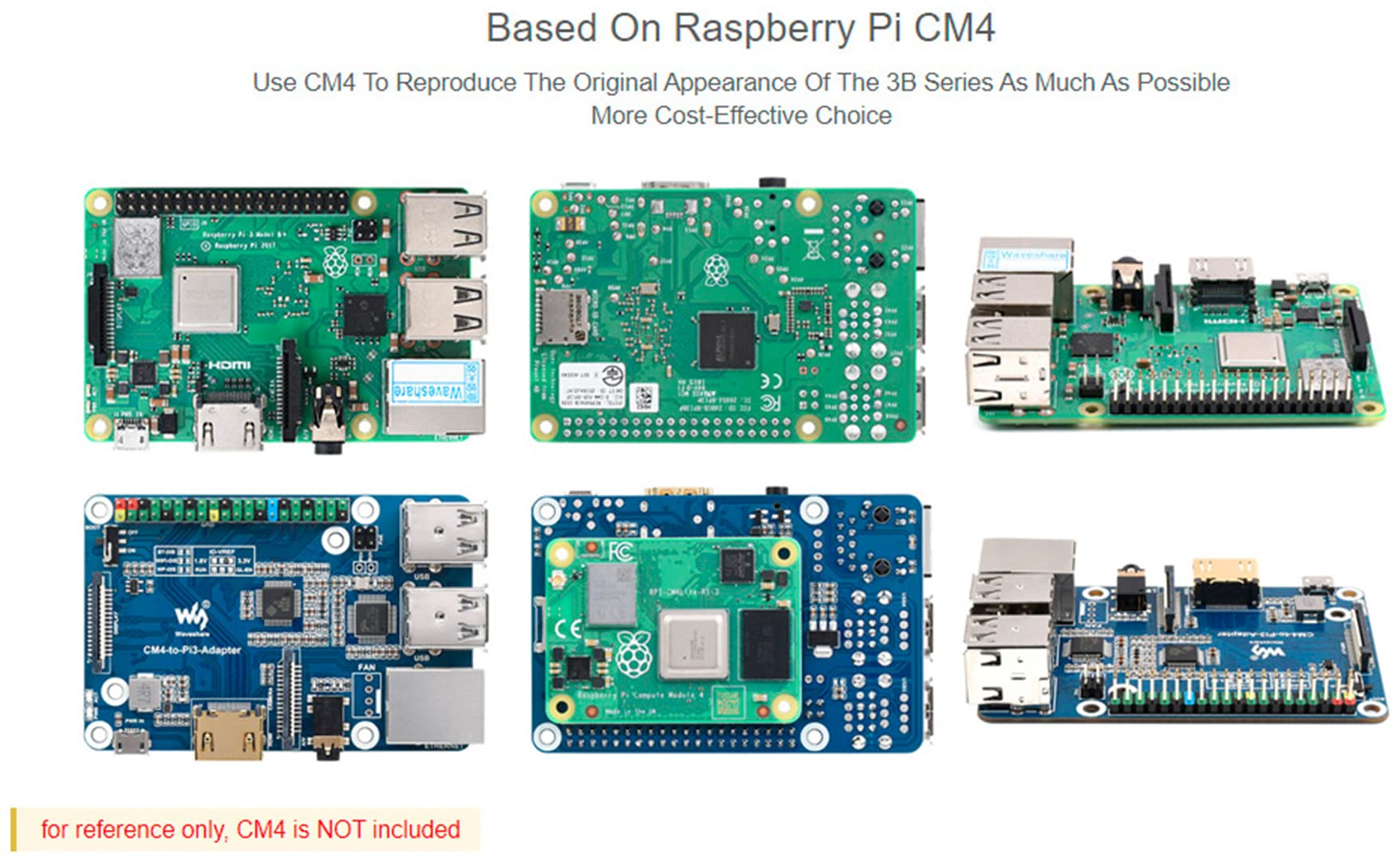 Raspberry Pi Compute Module 4 to Pi 3B/3B+ Adapter,Connect Compute Module 4 with Converter Board to Replace Raspberry Pi 3 Model B/3B+,Alternative for RPi 3B/3B+ Compatible with Pi 3B/ 3B+ Hats