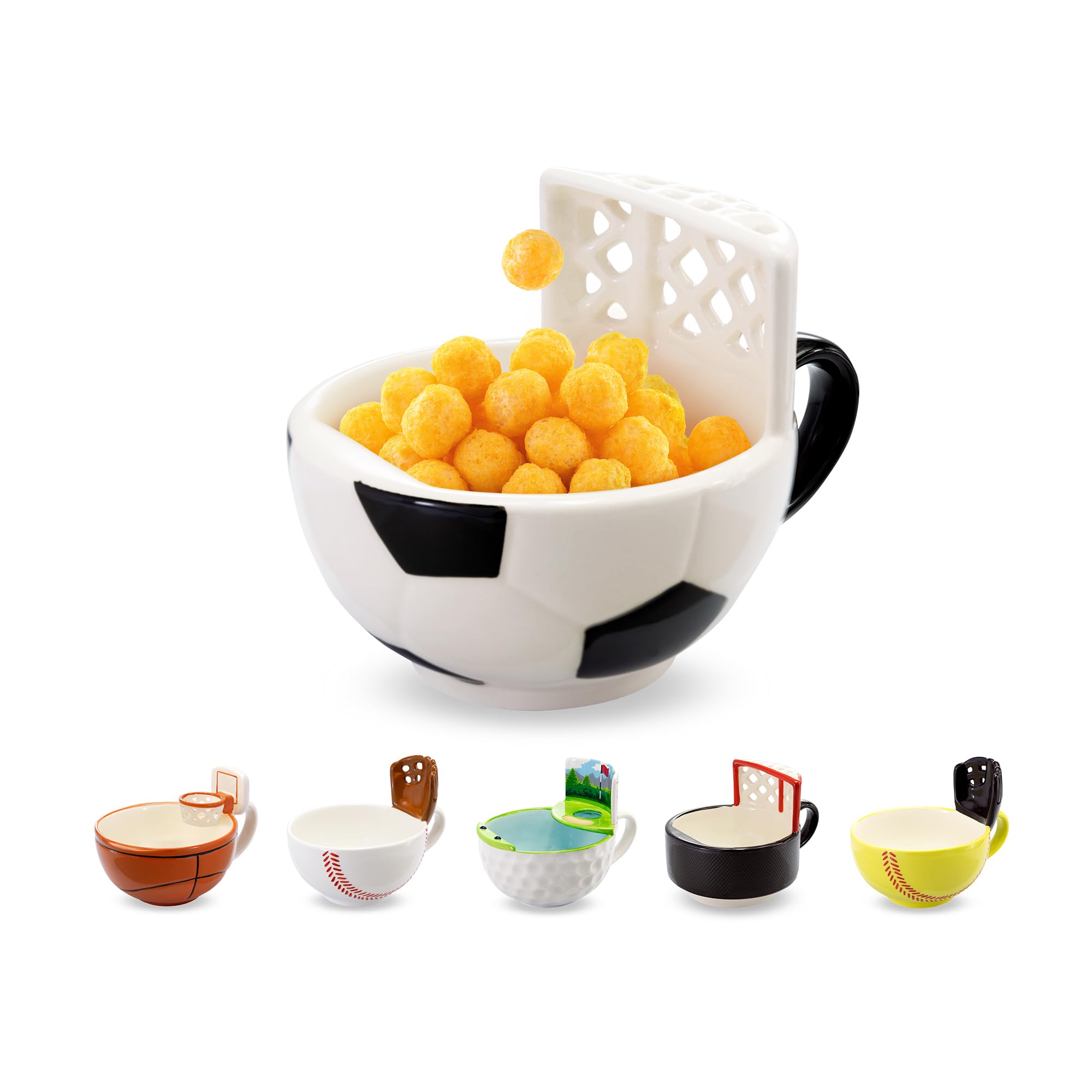 MAX'IS Creations The Soccer Mug with a Goal, Novelty Funny Coffee Mug for Kids, Soccer Ball Soup Rice Cereal Bowl, Soccer Player Coach Cup Boys Girls 8-12 12-14 5-8, 14oz