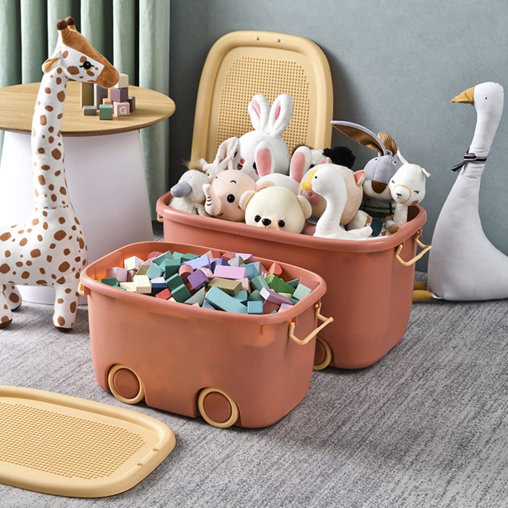 LIFKOME Stackable Toy Storage Box with Wheels Rolling Storage Box with Snap Lid Handle& Latches Wheeled Storage Durable and Reusable Storage Bins with Latching Lids