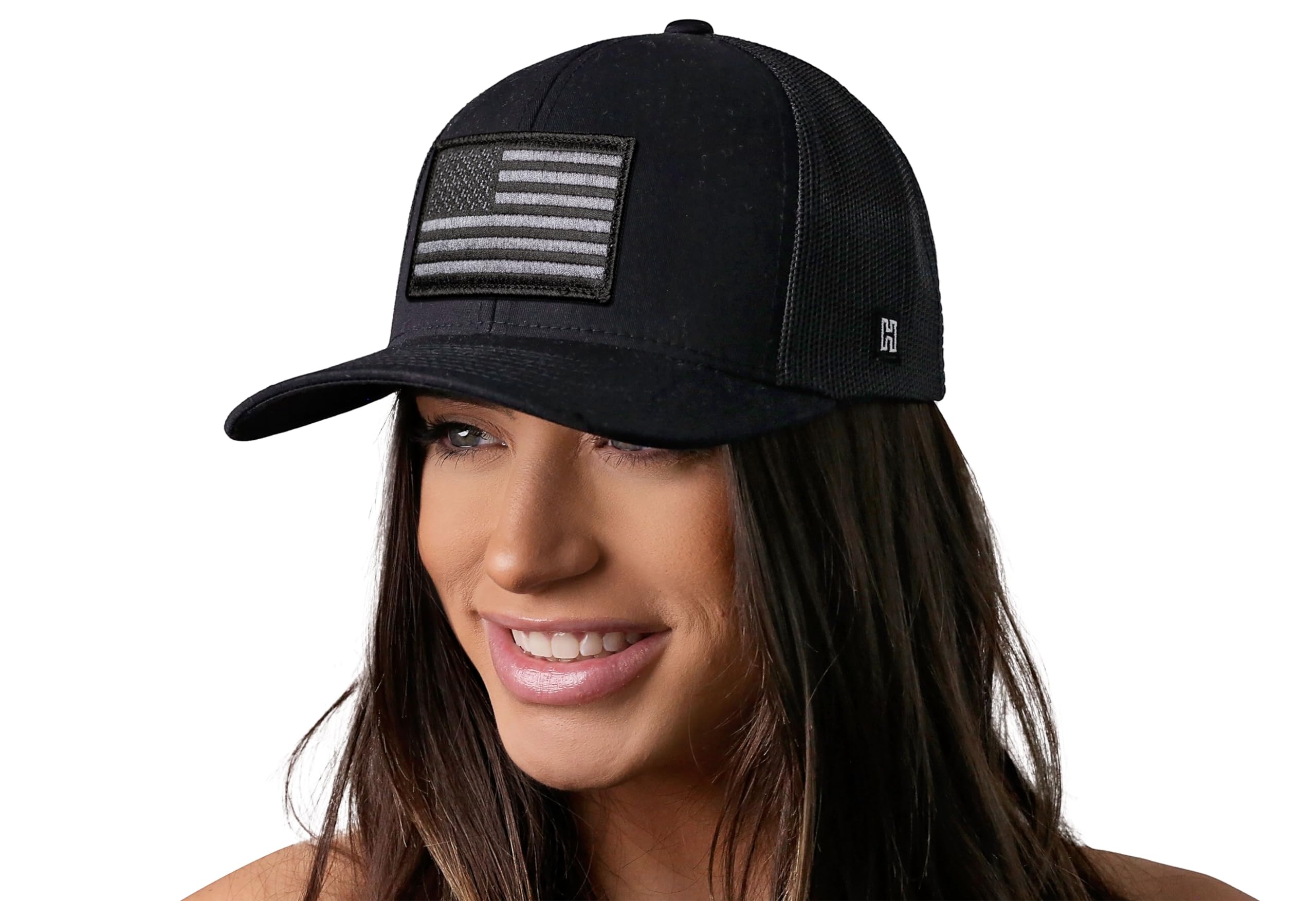 HAKA American Flag Hat, USA Trucker Hat for Men & Women, Adjustable Baseball Cap, Mesh Snapback, Durable Outdoor Black Hat