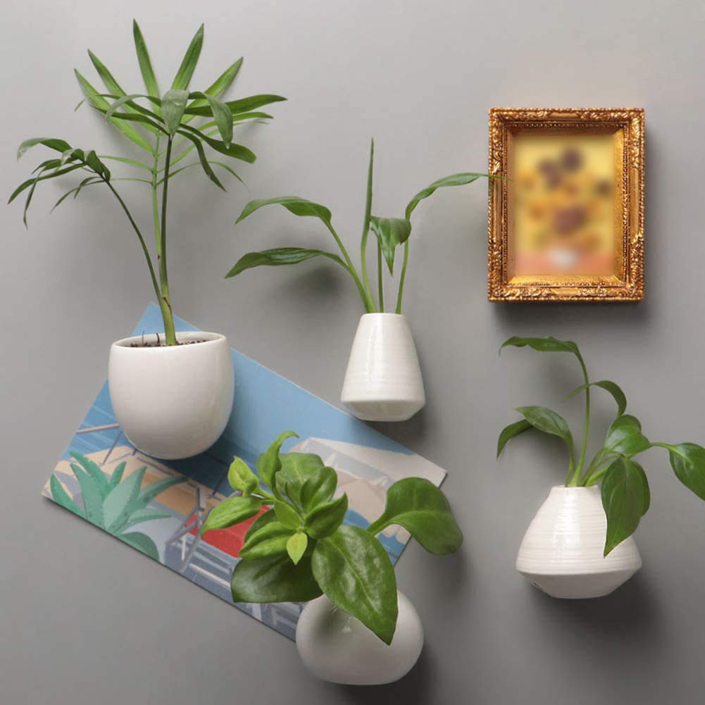Pearlead Set of 6 Magnetic Mini Ceramic Vase Refrigerator Magnets Sticker Fridge Whiteboard Magnets for Home and Office Refrigerator Decoration