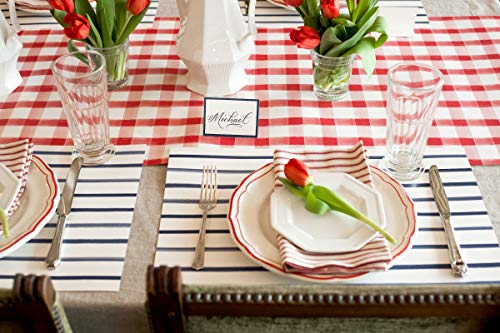 Hester and Cook Disposable Paper Placemats for Dining Table - Navy Striped Square Place Mats for Parties - 24 Sheets Per Pad American Made