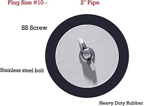 Podoy Swimming Pool Winterizing Plugs 1.5" to 2" Heavy Duty with SS Screw Stainless Steel Bolts Winter 2 inch Rubber Expansion Plug(Pack of 2)