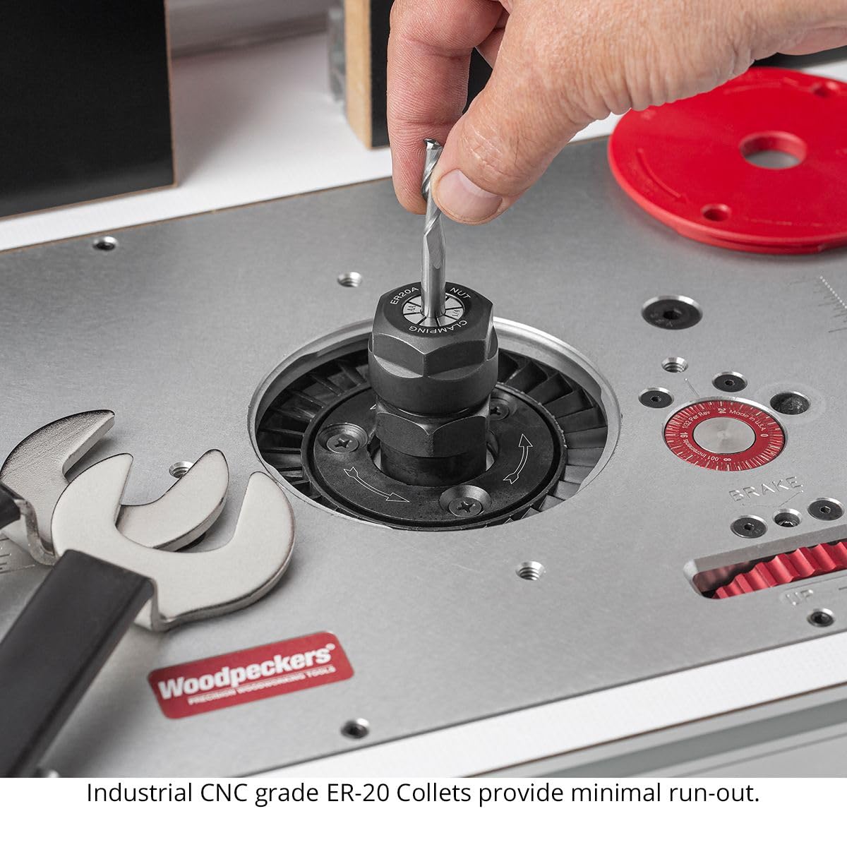SpinRite Router Motor for Router Lifts and CNC, 2.25HP, Soft Start, Variable Speed, Easy Mount 3.5" Body, Includes Pair of ER20 Collets (1/2" & 1/4"), Collet Nut, Offset Wrench Set